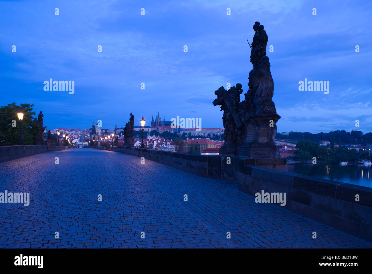 BAROQUE STATUES KING CHARLES IV BRIDGE PRAGUE CZECH REPUBLIC Stock ...