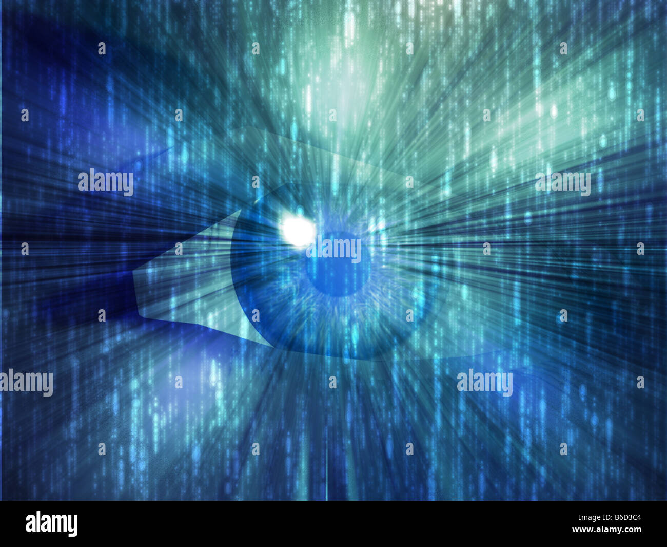 Electronic eye with glowing energy effects digital illustration Stock ...