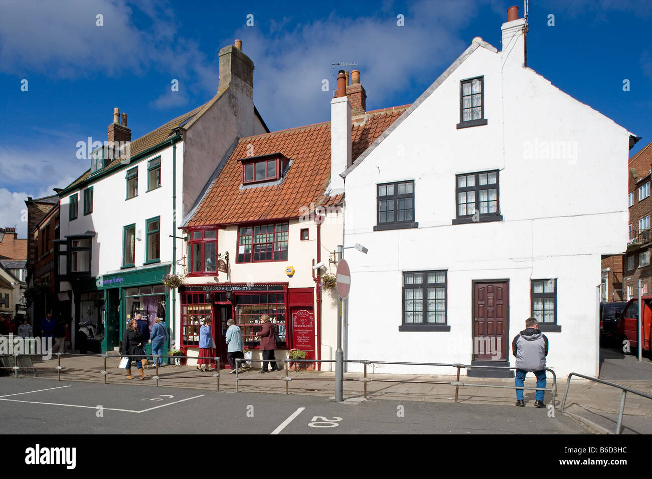 Whitby Town center typical buildings North Yorkshire UK Great Britain ...