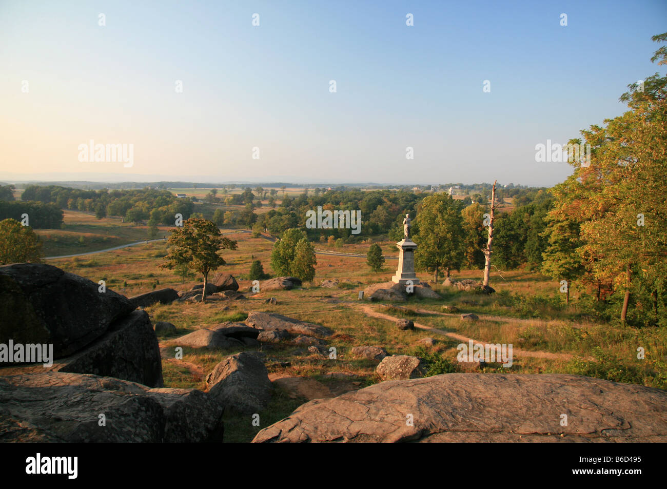 A view from Little Round Top north along Cemetery Ridge, Gettysburg ...