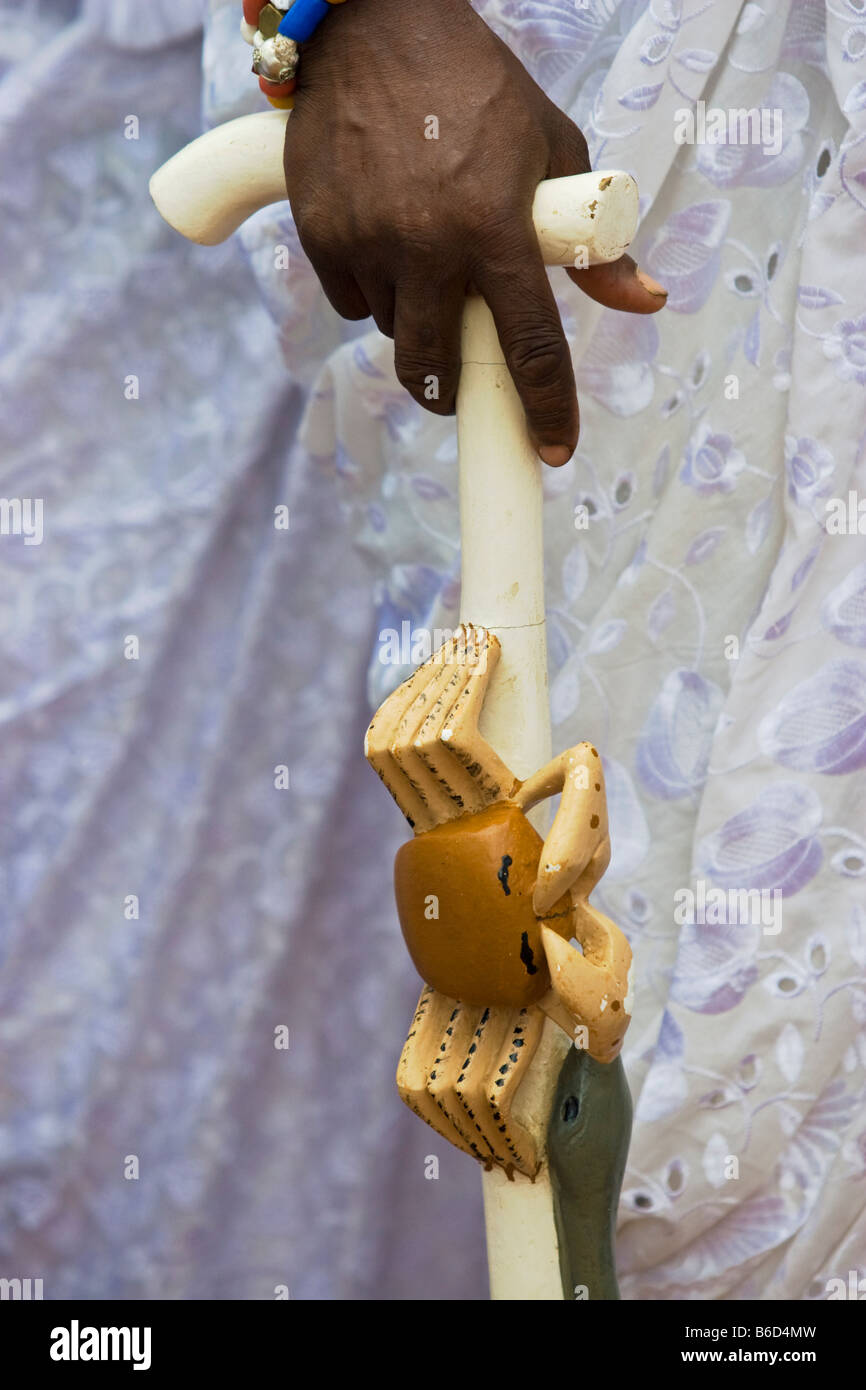 Crab sculpture on walking stick of Voodoo priest, Togo, west Africa ...
