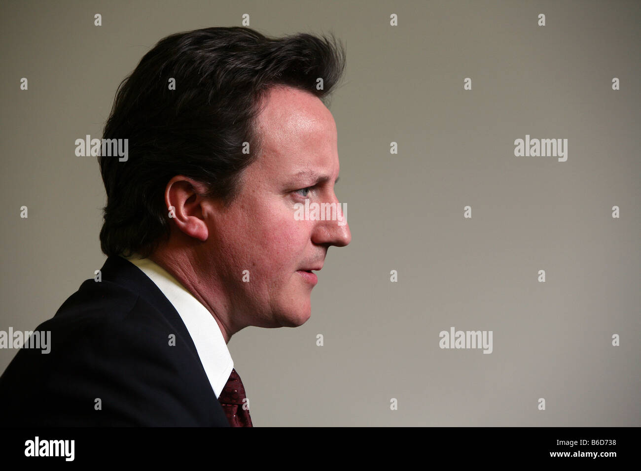 Conservative party leader David Cameron profile 21/4/08 Stock Photo - Alamy