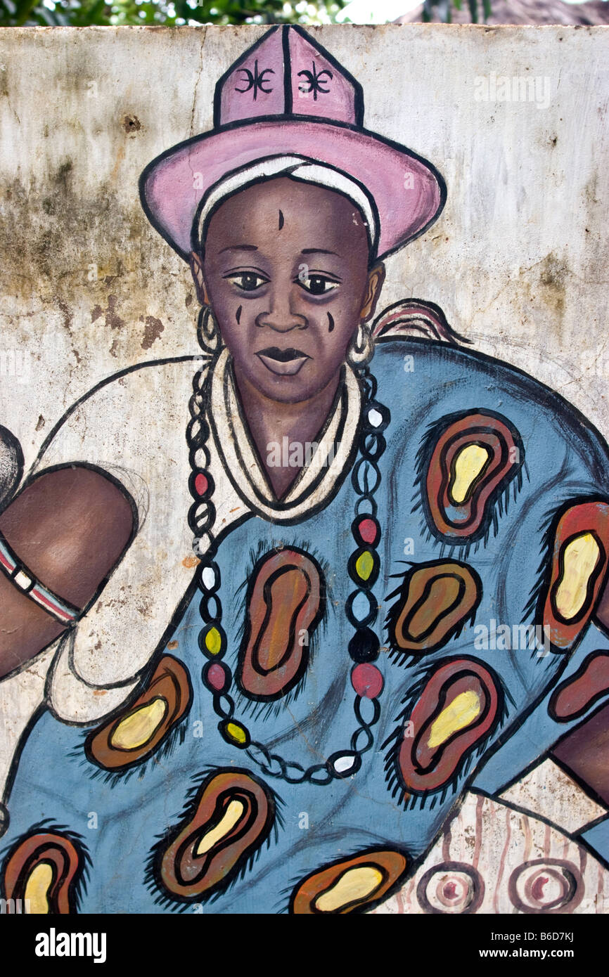 Graffiti on the entrance to Voodoo shrine, Abomey, Benin, West Africa ...