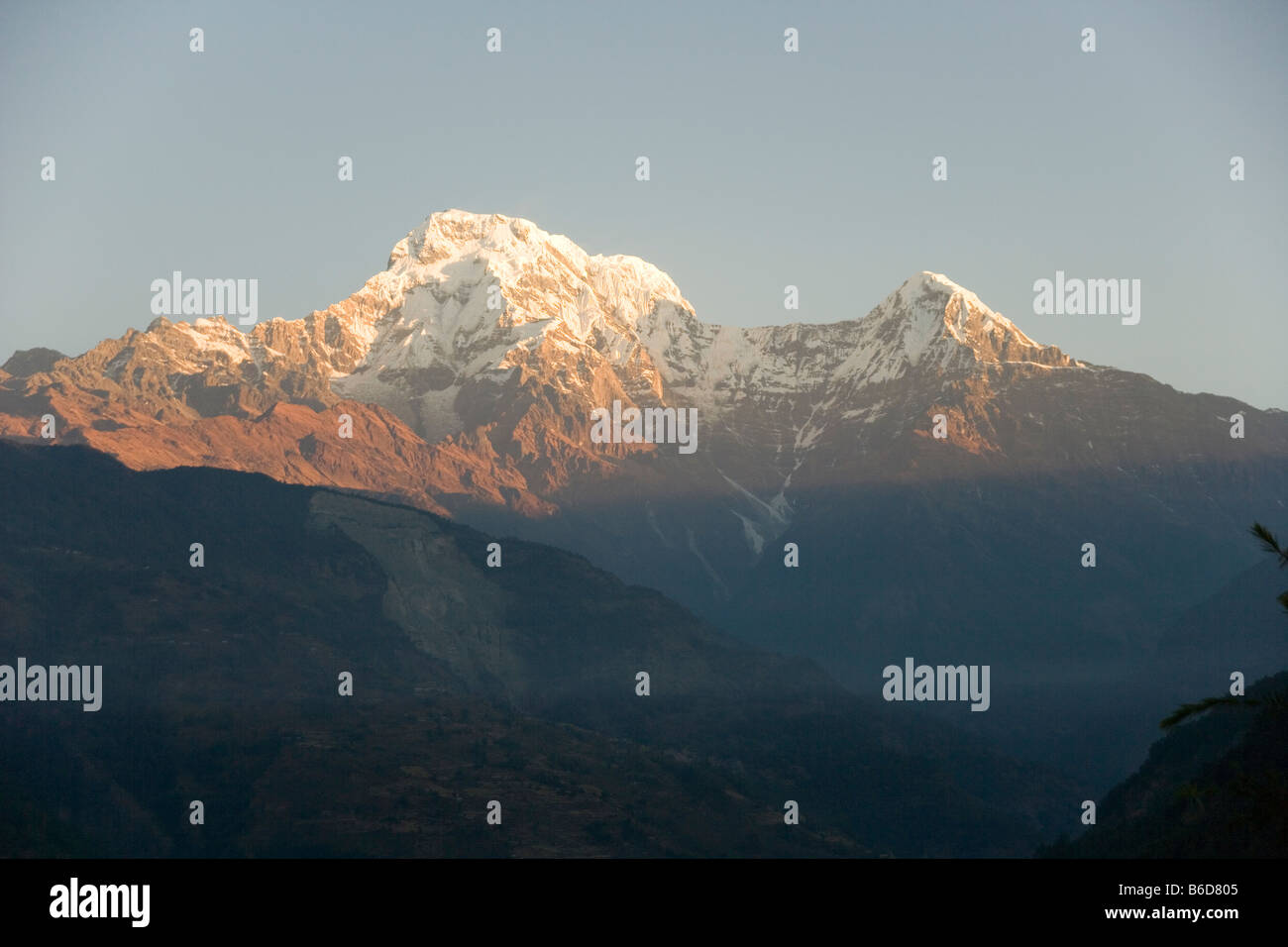 Dawn over Annapurna South Annapurna One and Hiunchuli Mountains from ...