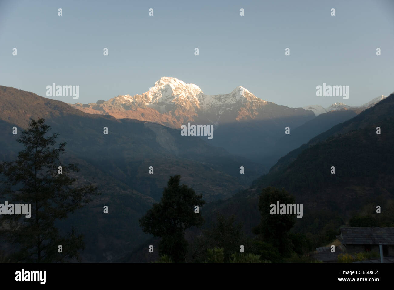 Dawn over Annapurna South Annapurna One and Hiunchuli Mountains from ...