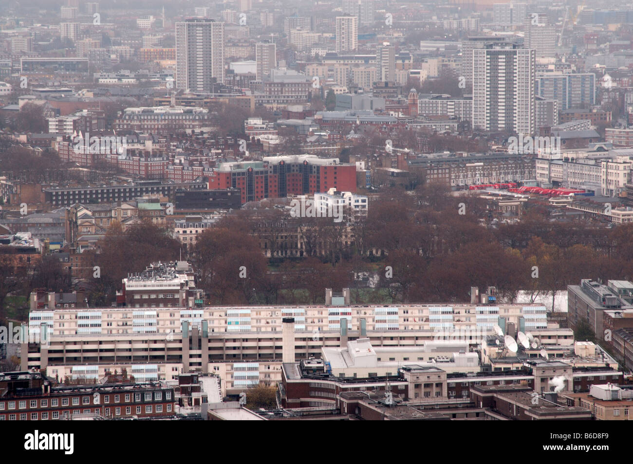 Oblique aerial view of the Brunswick Centre (foreground), Coram Fields ...