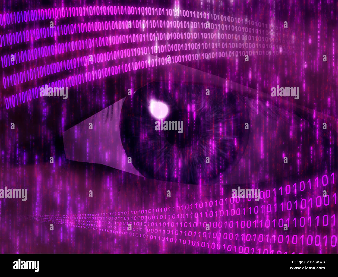 Eye viewing digital information represented by ones and zeros Stock ...