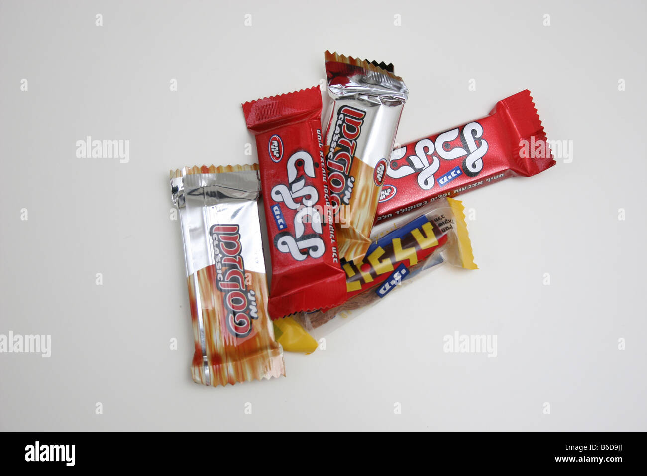 Elit Chocloate bars with Hebrew text on white background Stock Photo ...