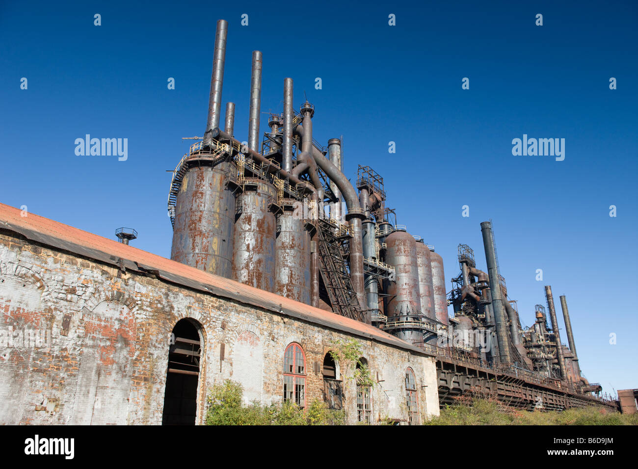 RUSTING STEEL STACKS CLOSED BETHLEHEM STEEL COMPANY MILL WORKS ...