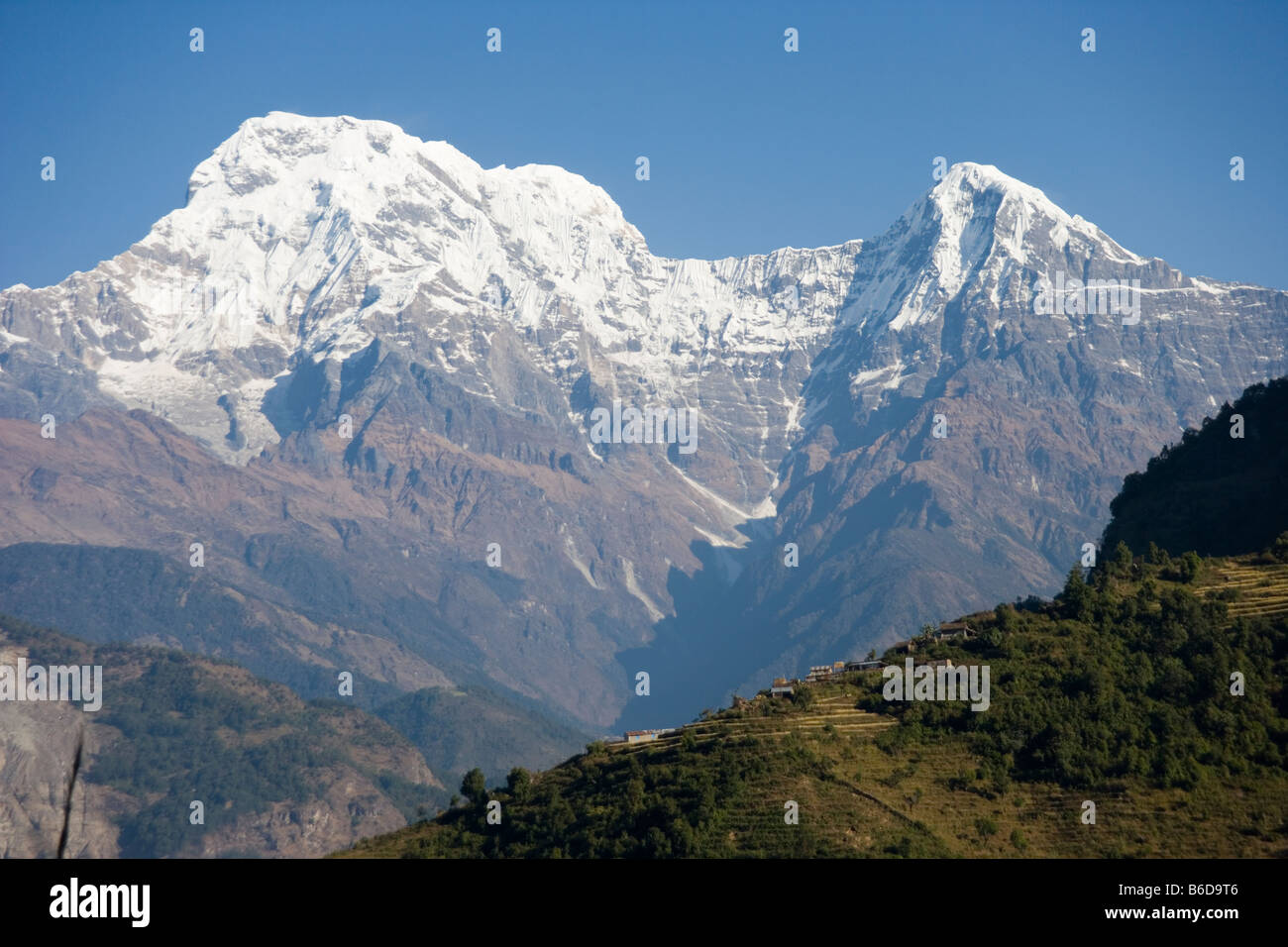 Annapurna South Annapurna One and Hiunchuli Mountains from above the ...