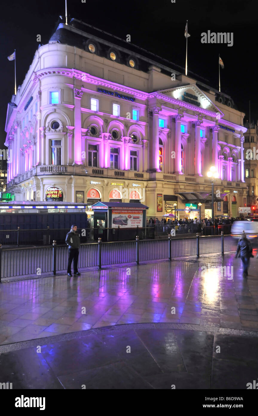 Floodlit London Trocadero building Victorian Baroque facade internally ...
