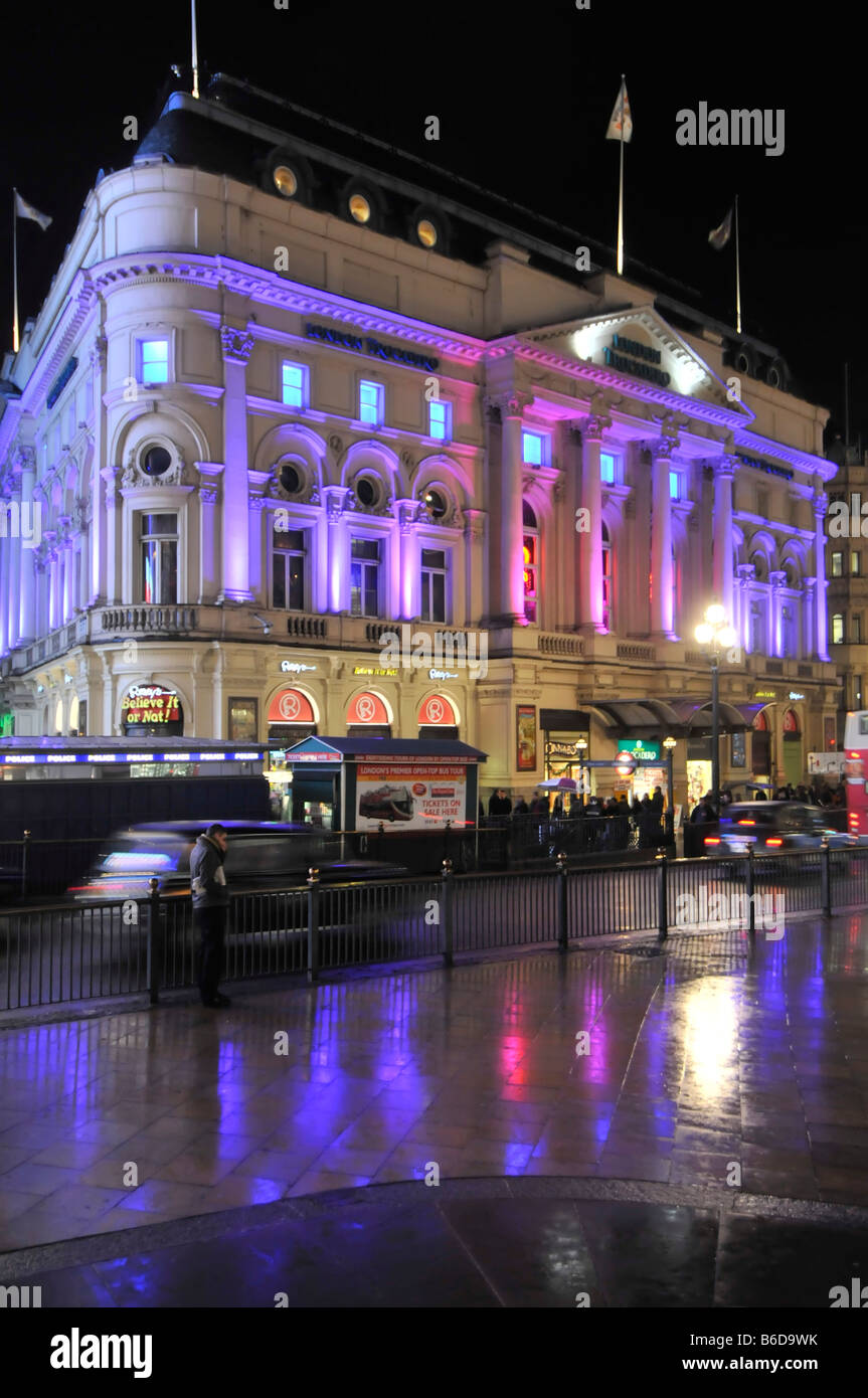 Floodlit London Trocadero building Victorian Baroque facade internally ...