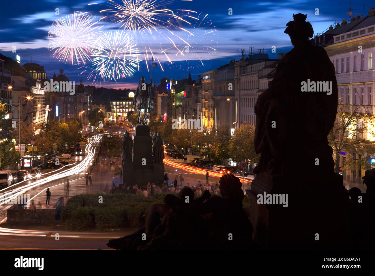 Wenceslas square by night hi-res stock photography and images - Alamy