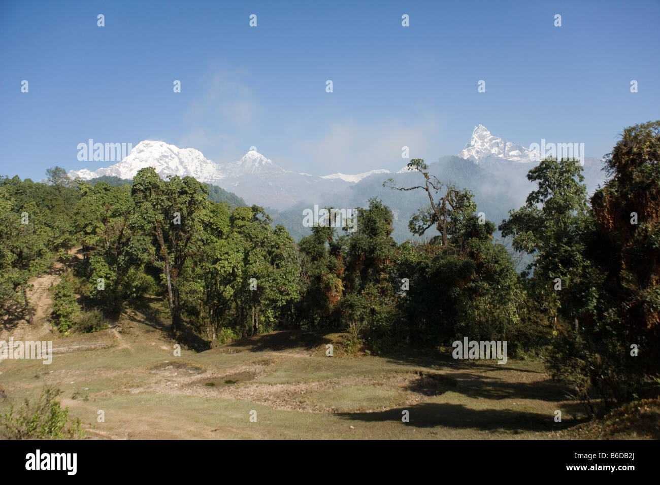 Annapurna South and Fishtail Mountains from the path between Gurung ...