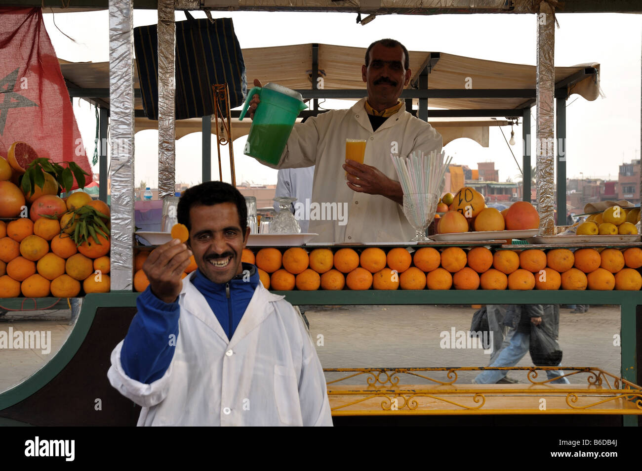 Orange juice seller at Jamaa el Fna square in Marrakech, Morocco Stock ...