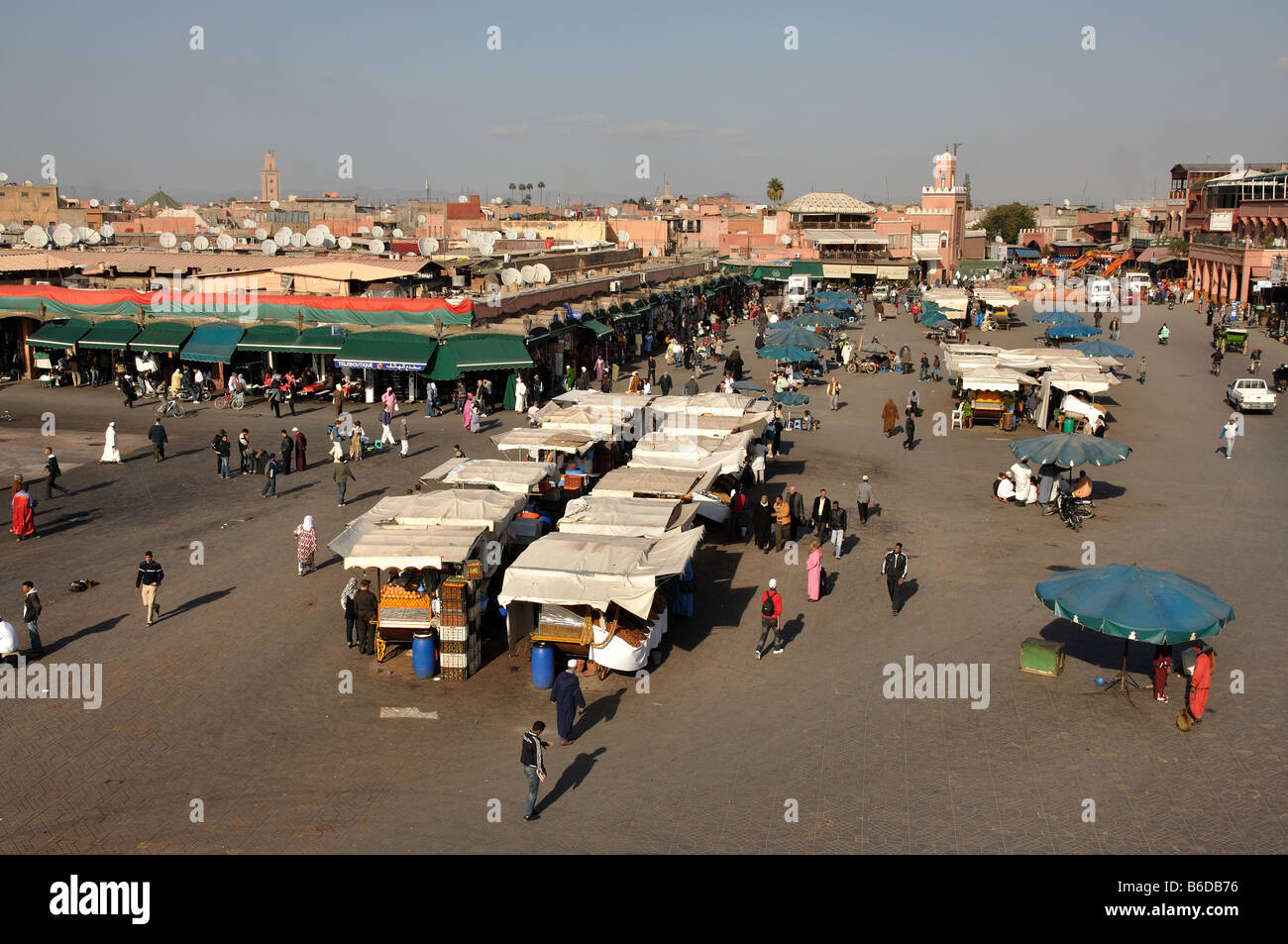 Main square of Marrakesh Jemaa el Fna place in the morning Stock Photo ...