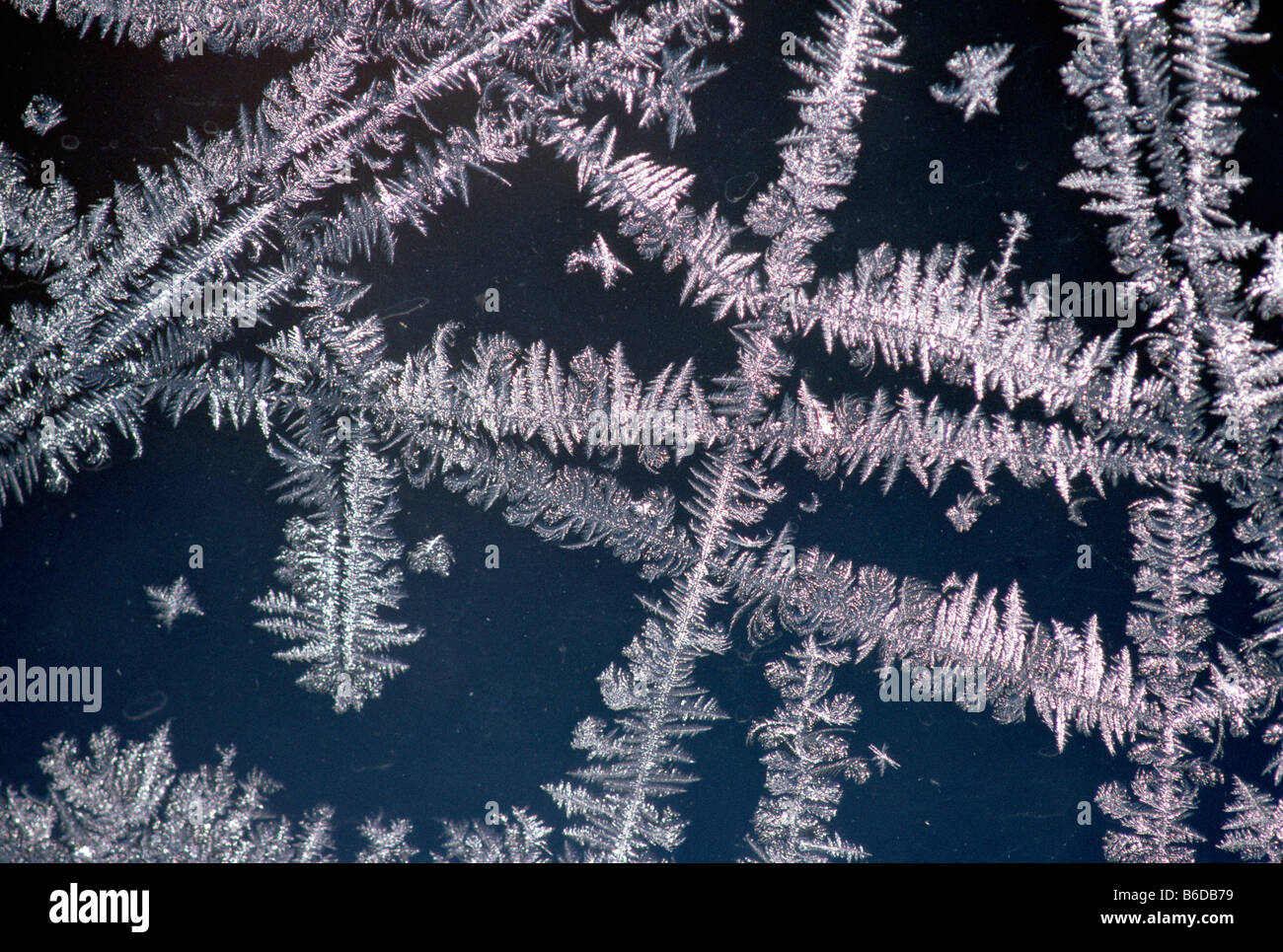 Frost crystals create patterns on a window Stock Photo - Alamy