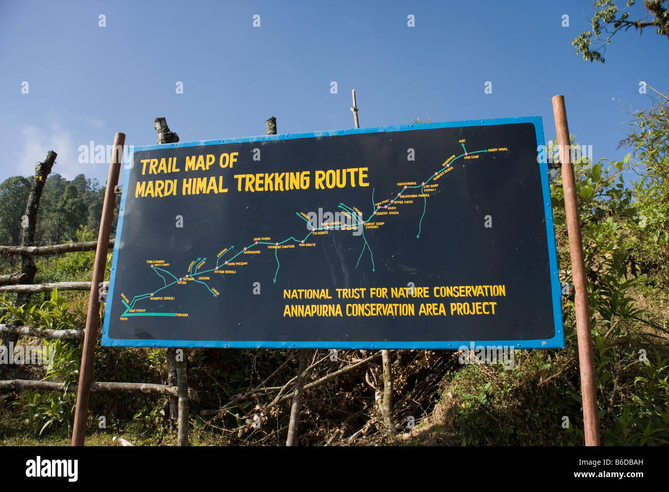 Trail Map of the Mardi Himal Trekking route at Pothana in the Annapurna ...