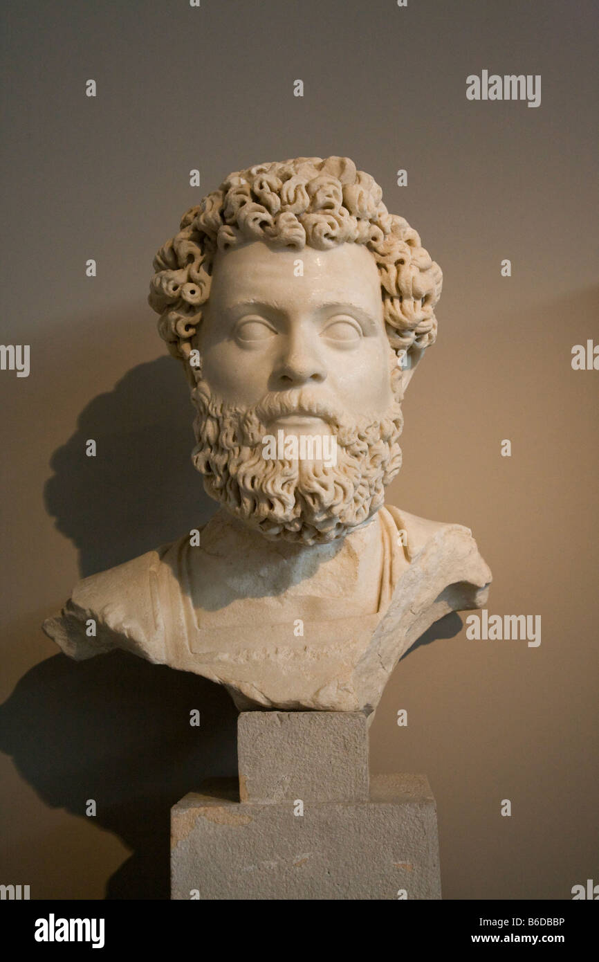 Bust of the emperor Septimus Severus Greek bust 196 200 AD Stock Photo ...