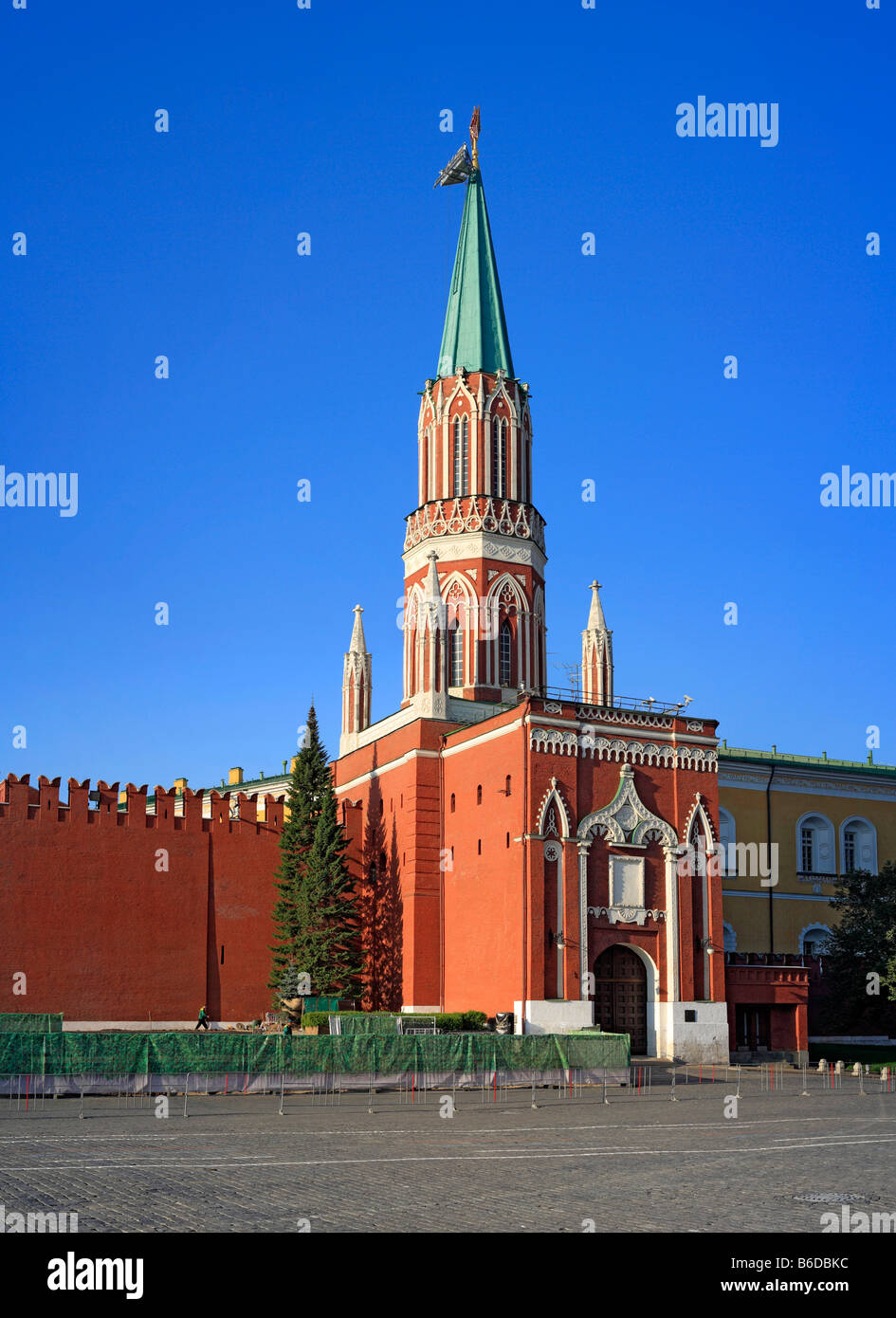 Red brick towers and walls of Moscow Kremlin, City architecture, Red ...