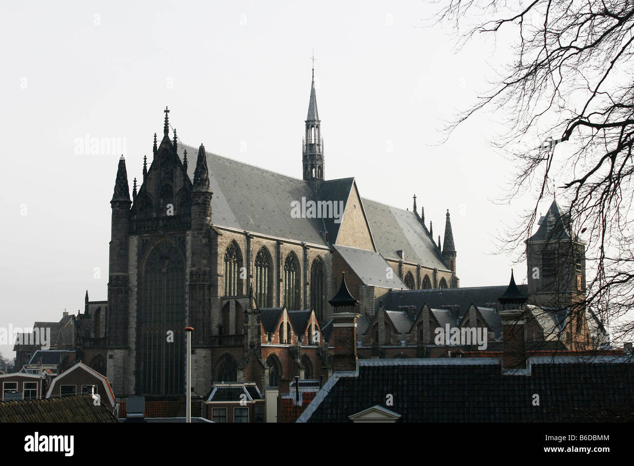 Famous church in medieval town of Leiden Stock Photo - Alamy