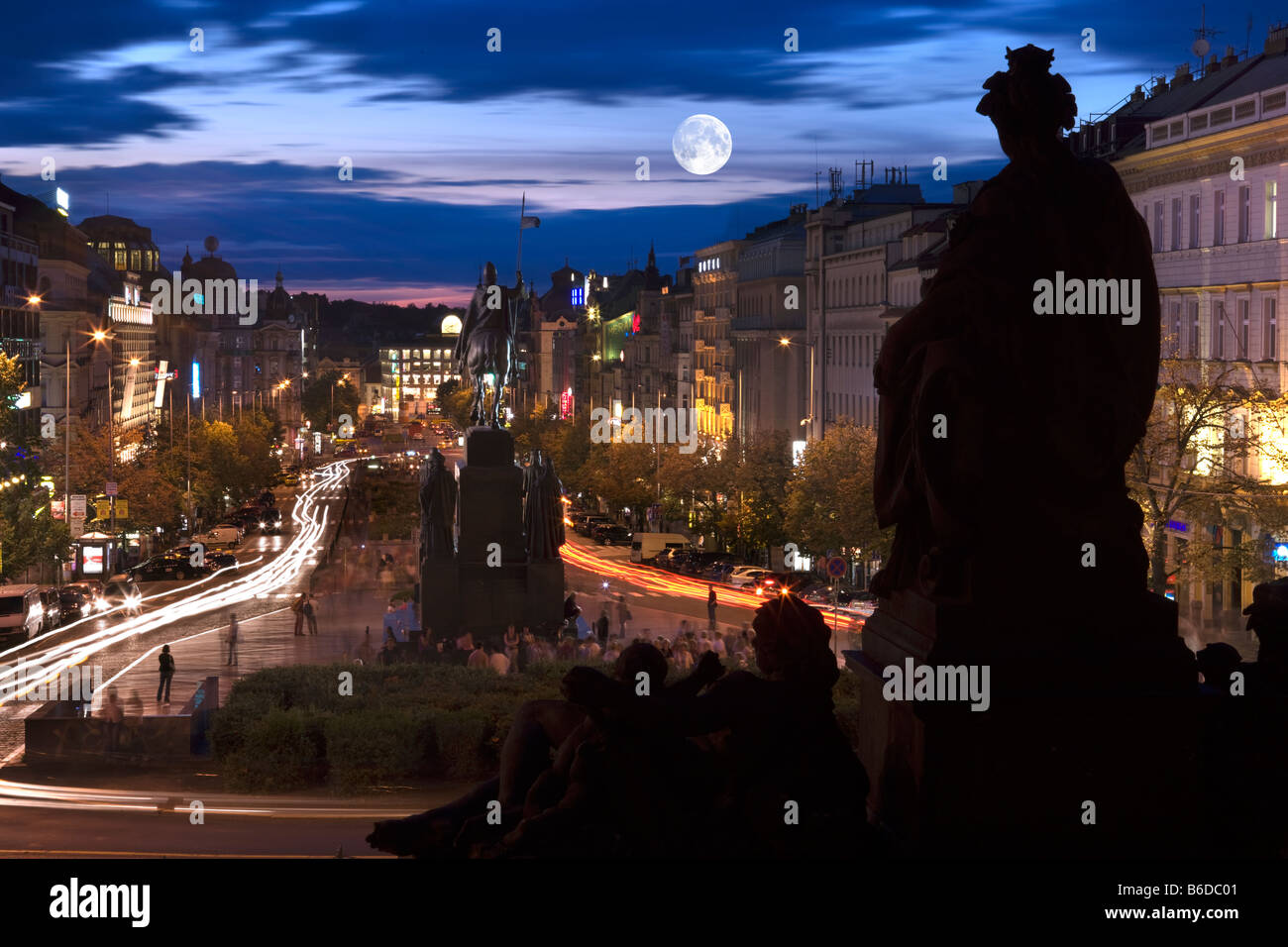 Wenceslas square by night hi-res stock photography and images - Alamy