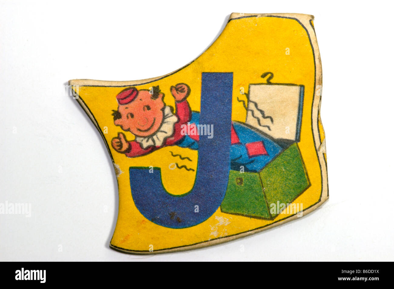 Vintage alphabet letter puzzle piece for children with the letter J and ...