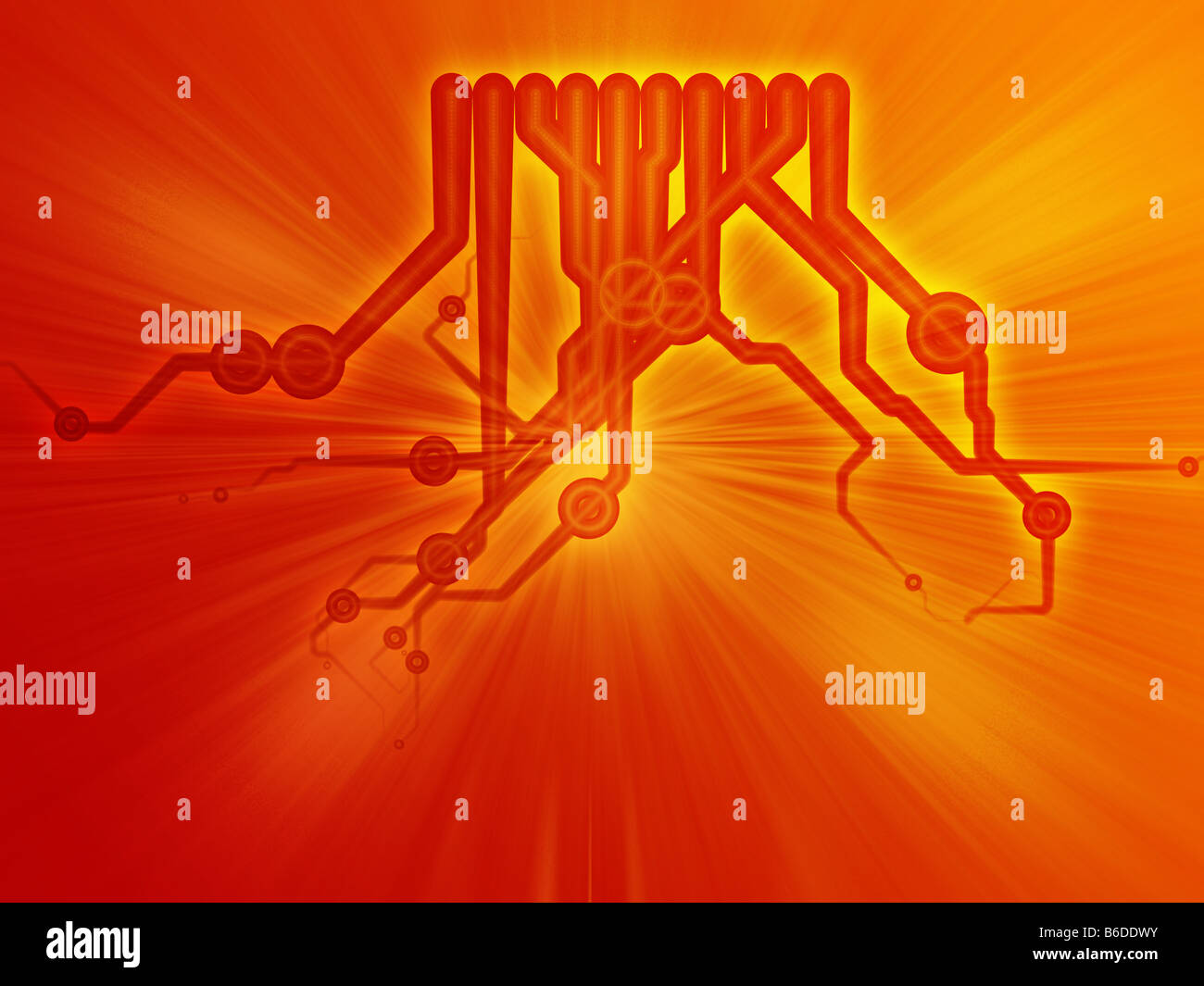 Abstract technical schematic diagram illustration with circuitry and ...