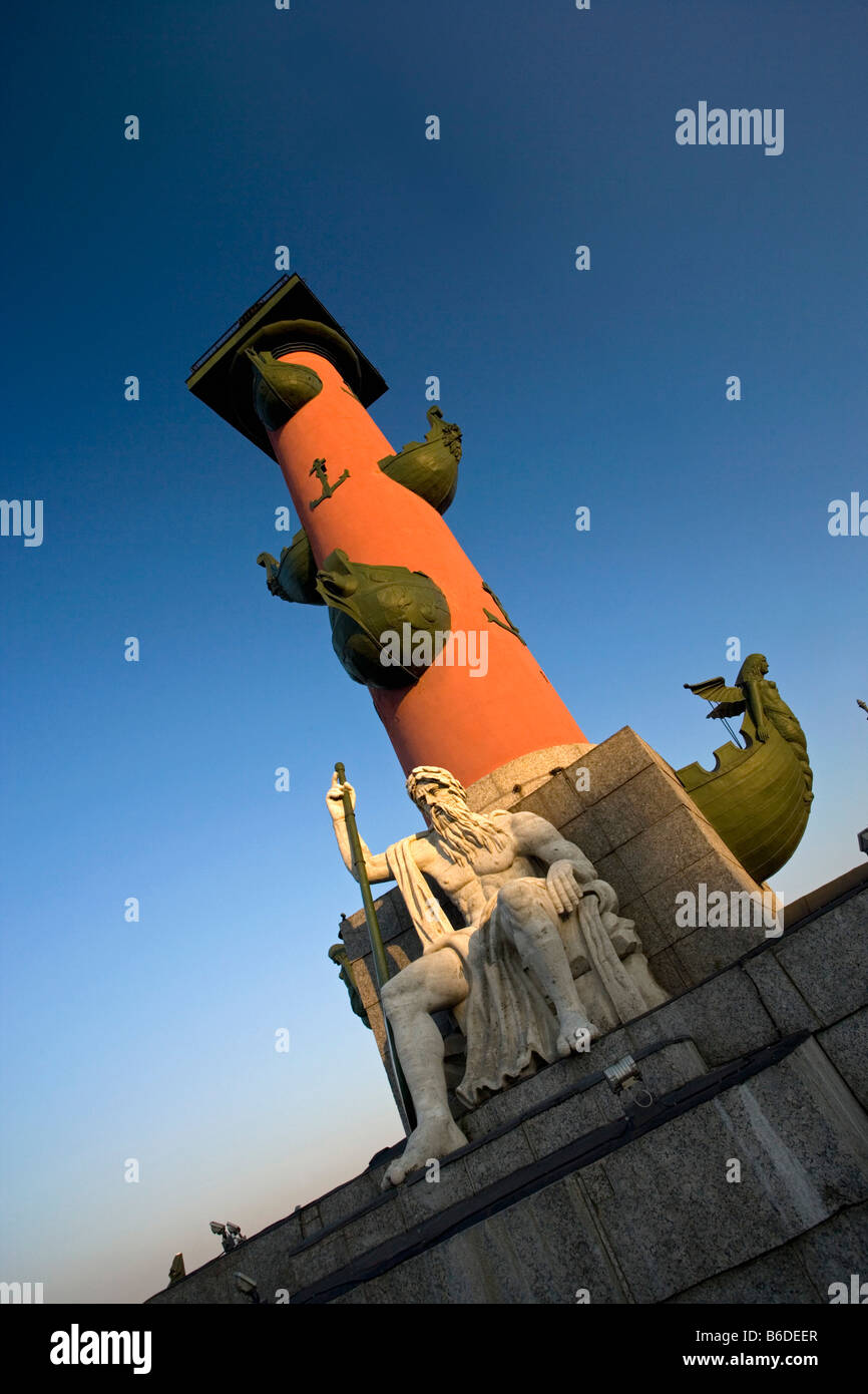 Russia, Saint Petersburg, Pillars of Rostra on Vasili Island on ...