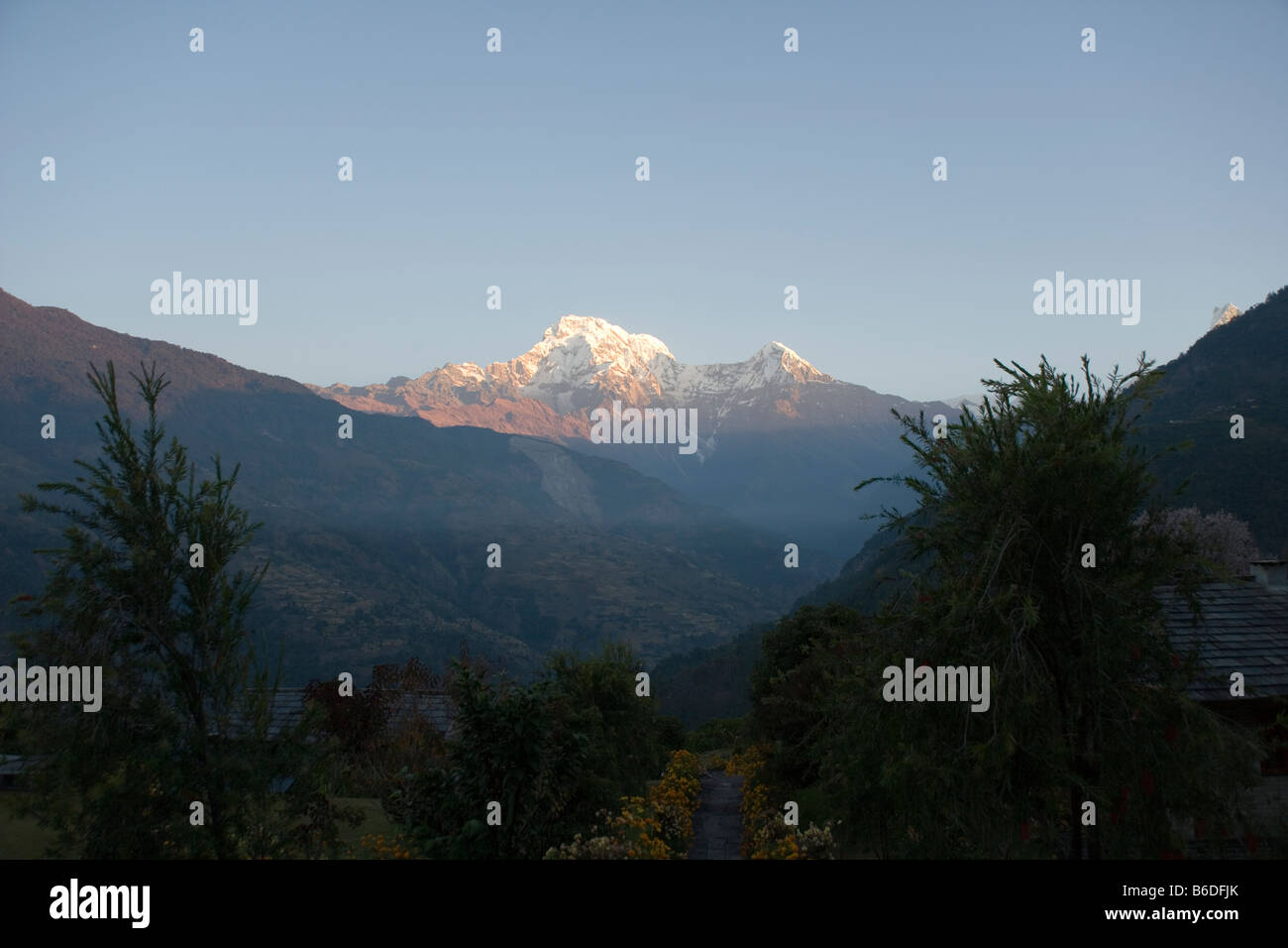 Dawn over Annapurna South Annapurna One and Hiunchuli Mountains from ...