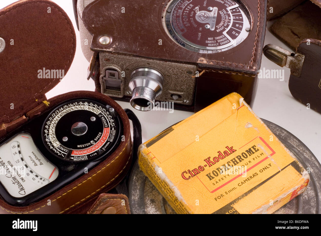 A collection of old cine film equipment and film Stock Photo - Alamy