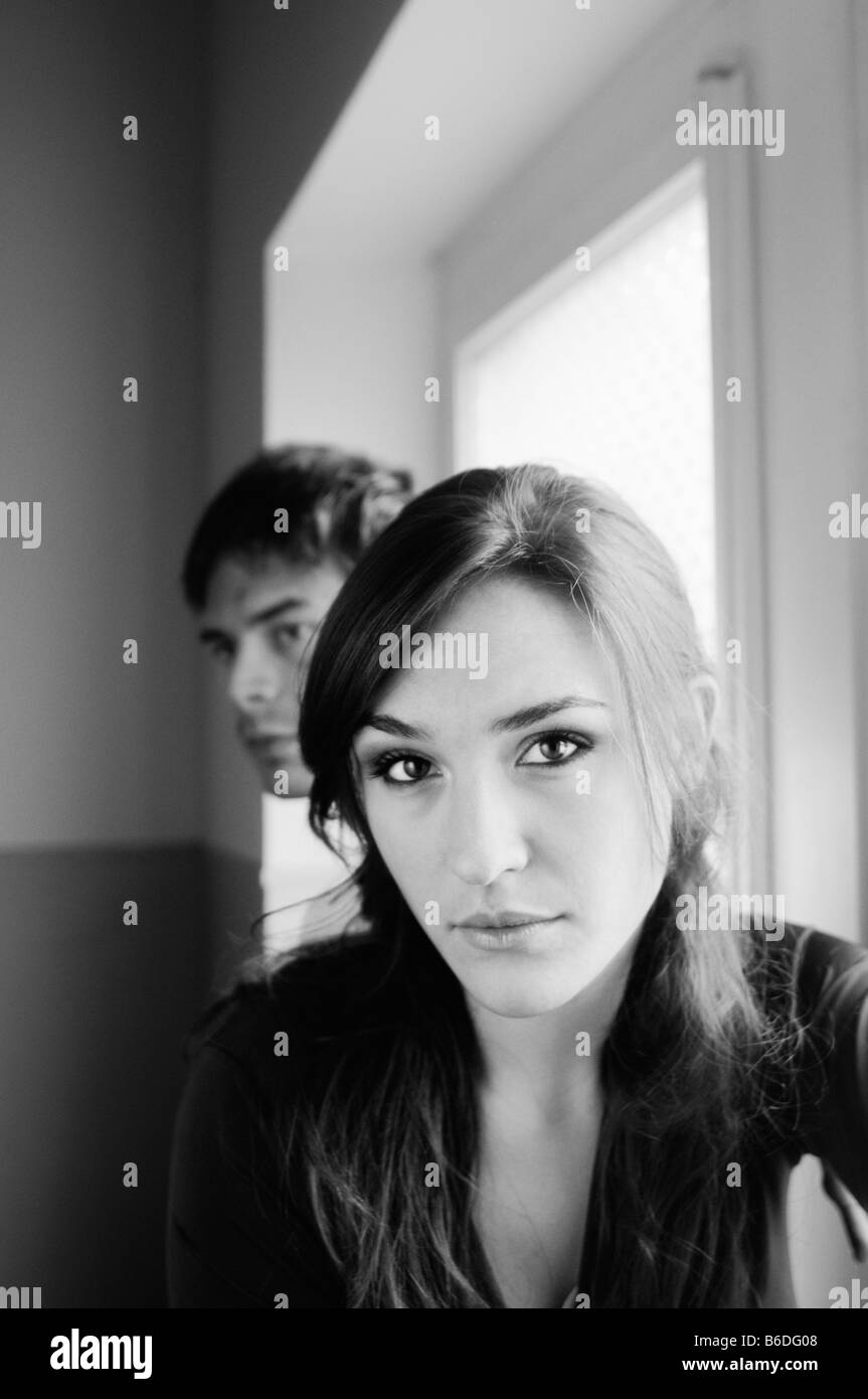 Man woman young people Black and White Stock Photos & Images - Alamy