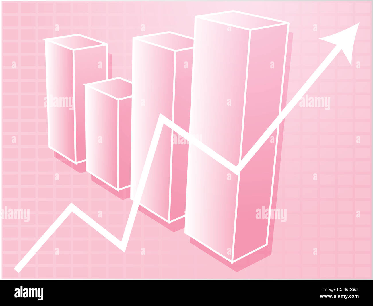Three d barchart and upwards line graph financial diagram illustration ...