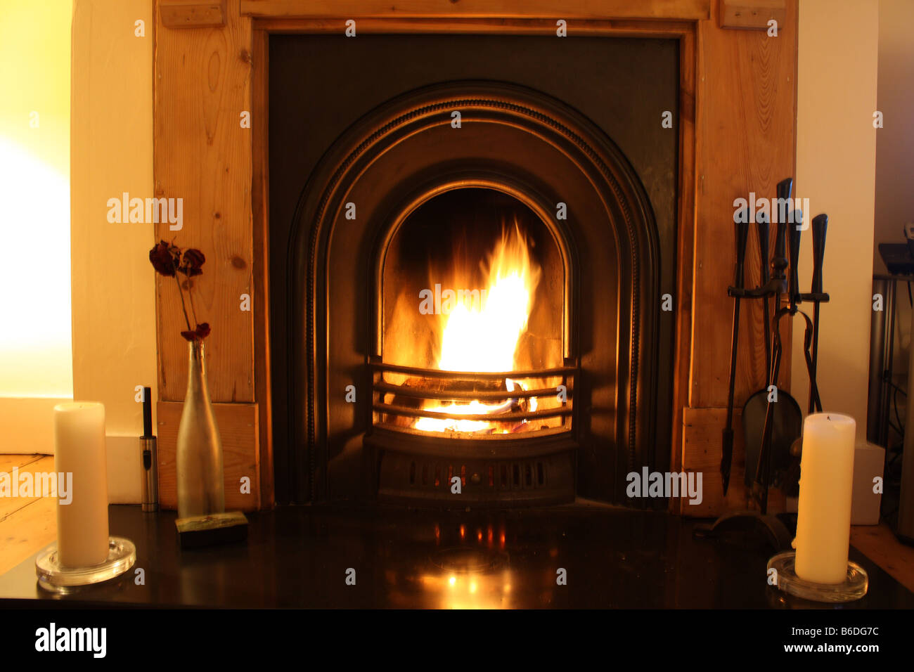 Roaring Open Fire Stock Photo - Alamy