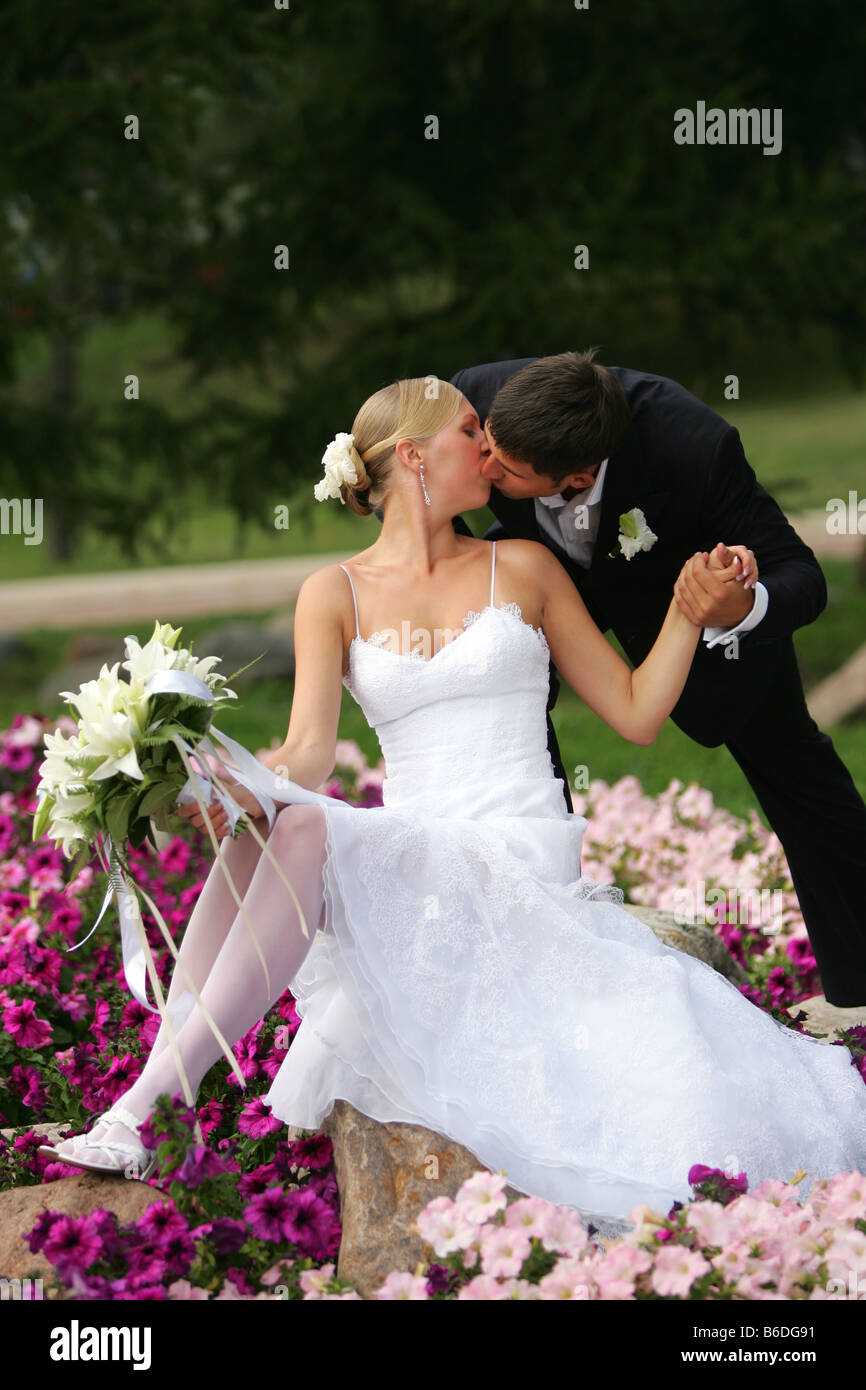 Couple Kiss With Flower