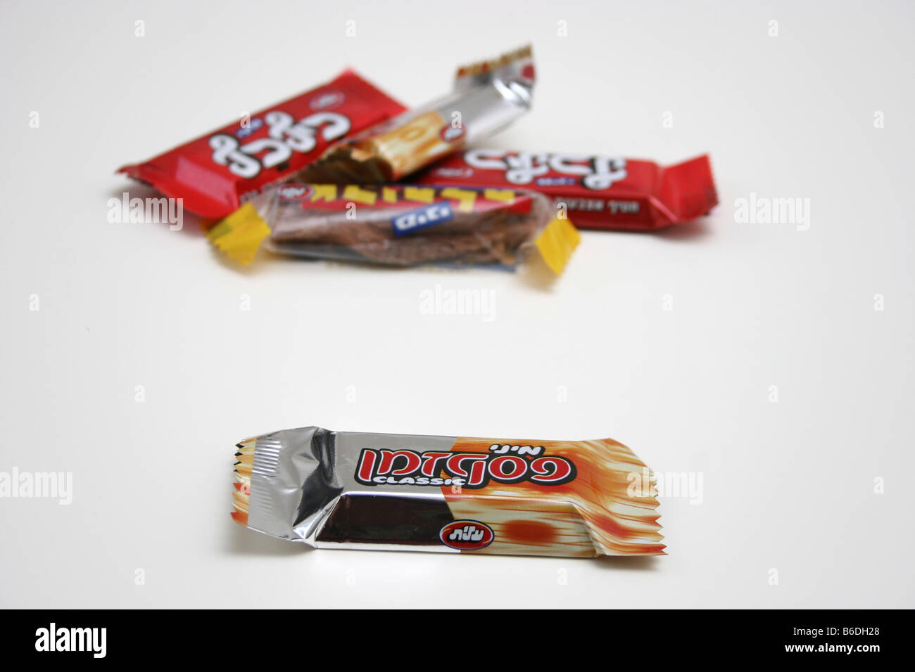 Elit Chocloate bars with Hebrew text on white background Stock Photo ...