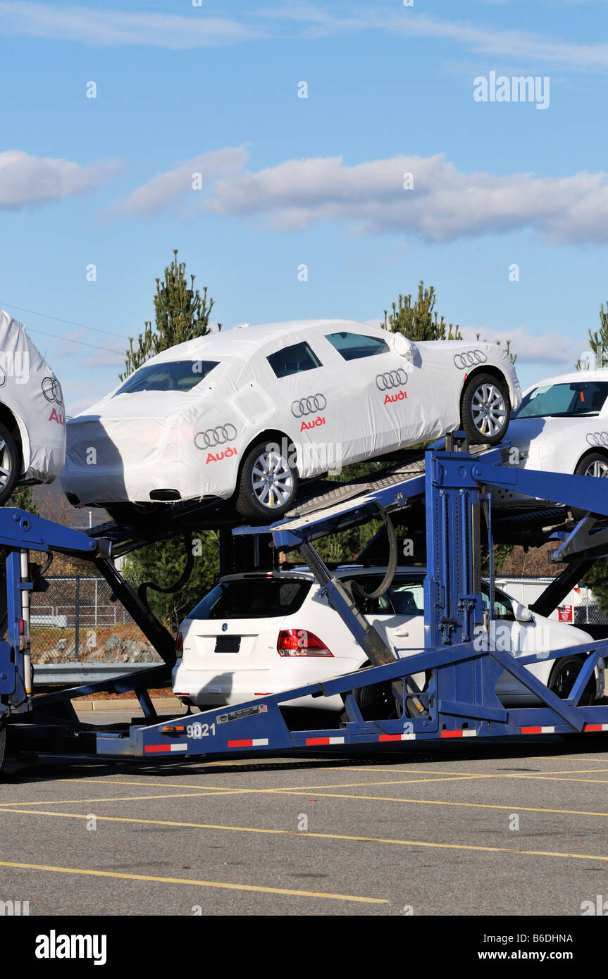 New car carrier Stock Photo - Alamy
