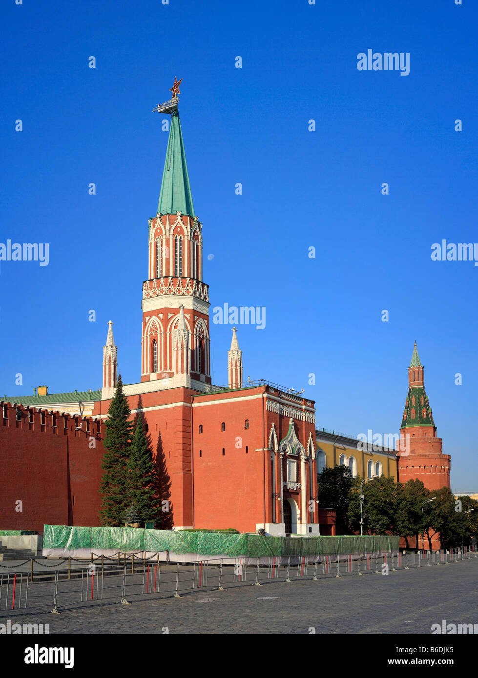 Red brick towers and walls of Moscow Kremlin, City architecture, Red ...