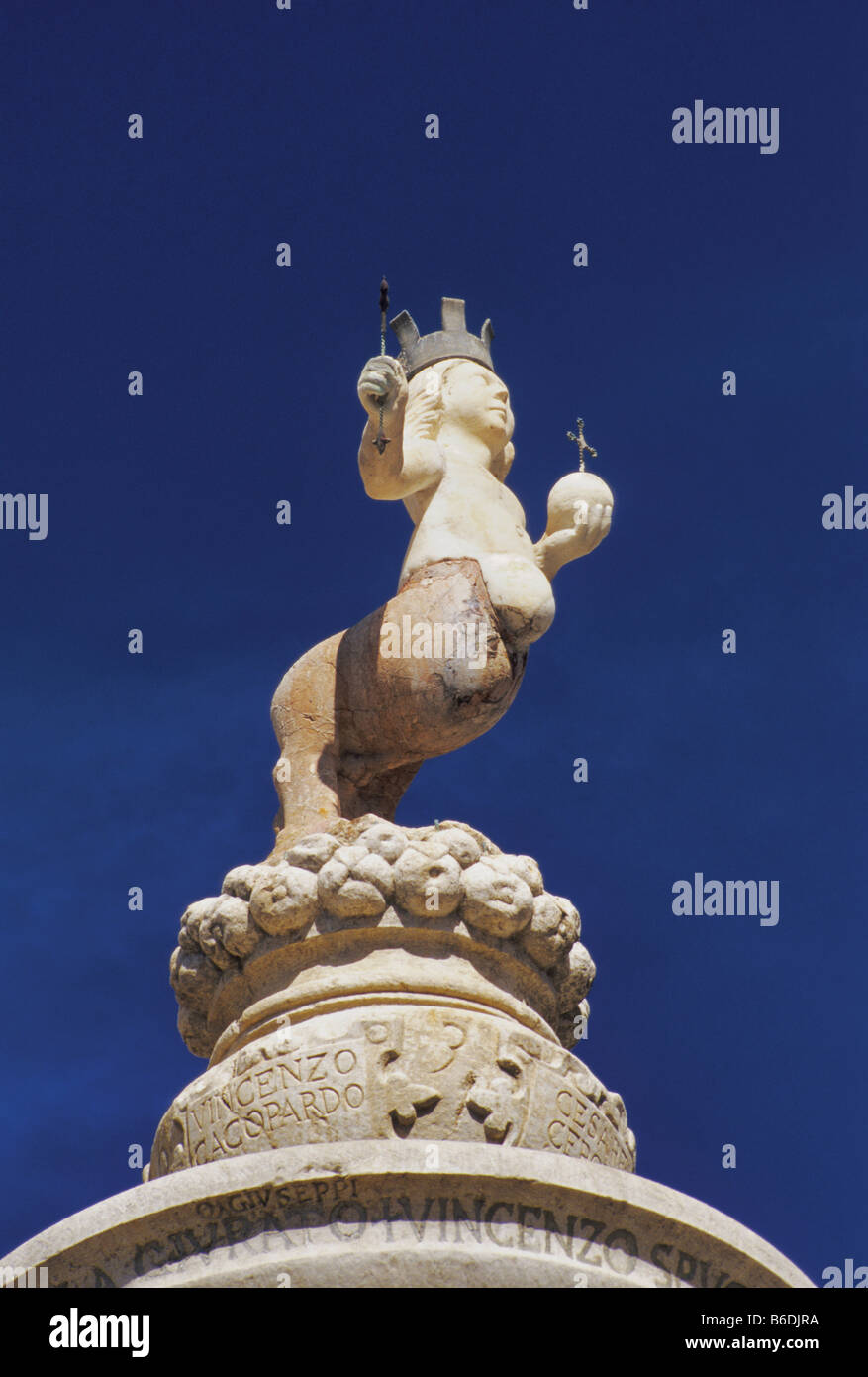 Statue of centaur at fountain at Piazza Duomo in Taormina Messina ...