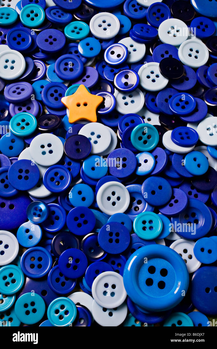 Blue buttons and yellow star button buttons pile assortment many hi-res ...