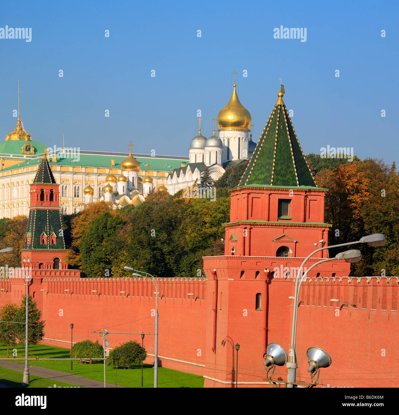 Red brick towers and walls of Moscow Kremlin, City architecture, Red ...