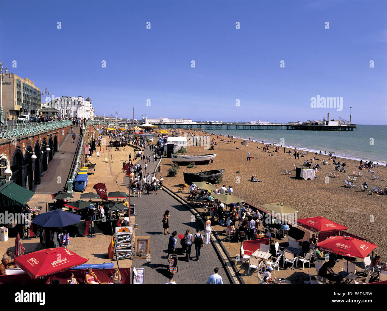 Crowded promenade on Brighton Beach, Sussex, England Stock Photo - Alamy