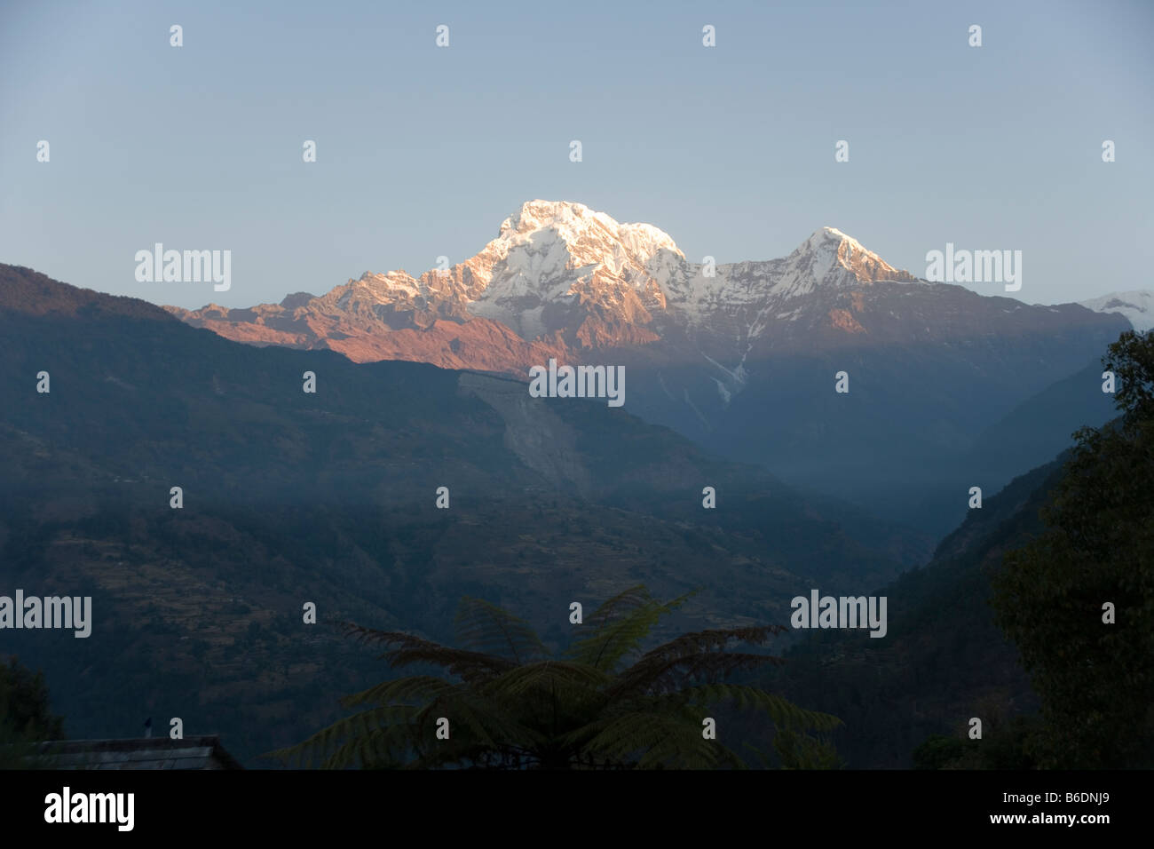 Dawn over Annapurna South Annapurna One and Hiunchuli Mountains from ...