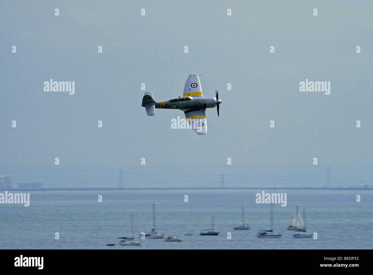 Hawker Sea Fury Flying over the Sea Stock Photo - Alamy