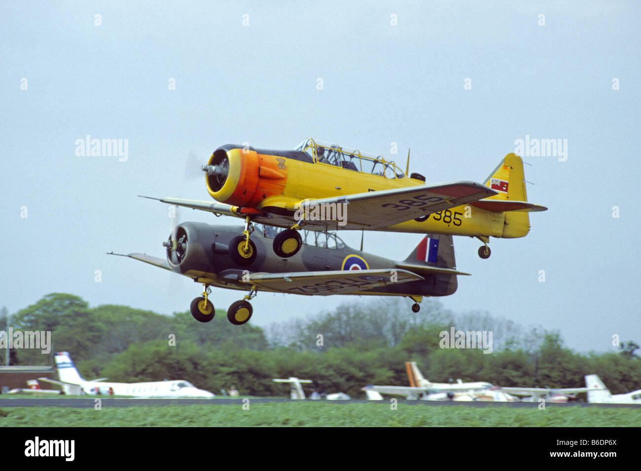 Formation Take off of North American T6 Harvard Stock Photo - Alamy