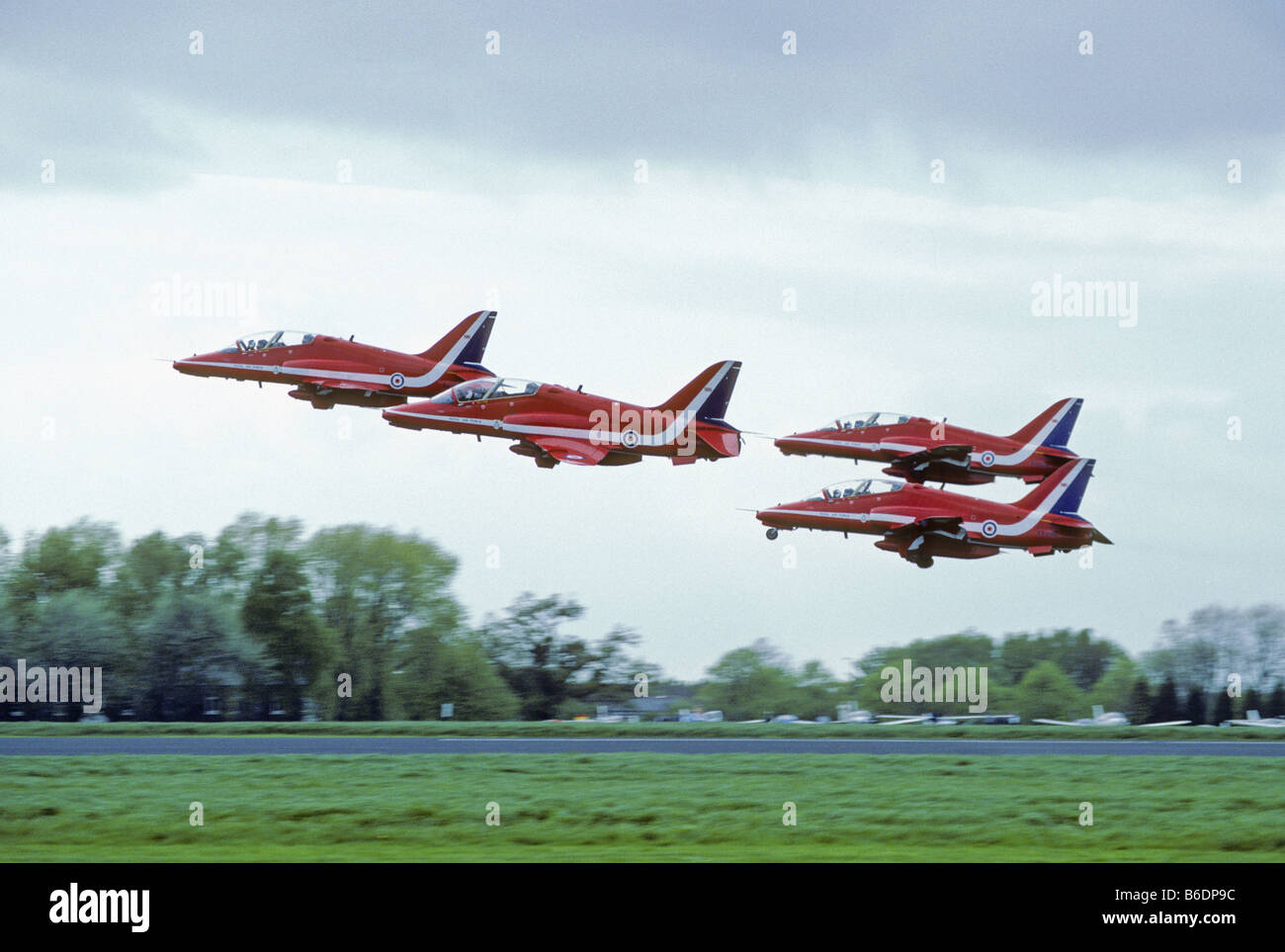 The Red Arrows Aerobatic Team Taking off at Biggin Hill Airfield ...