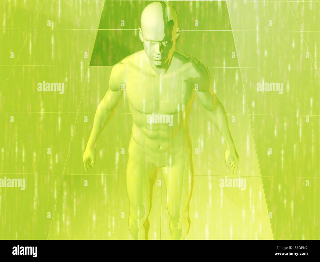 A man surrounded by energy and information illustration Stock Photo - Alamy