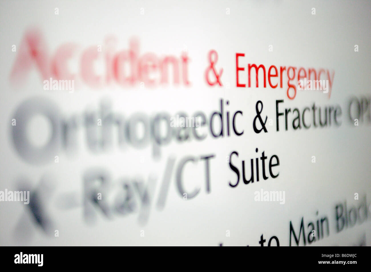 Hospital signs for several departments including: Accident, Emergency ...
