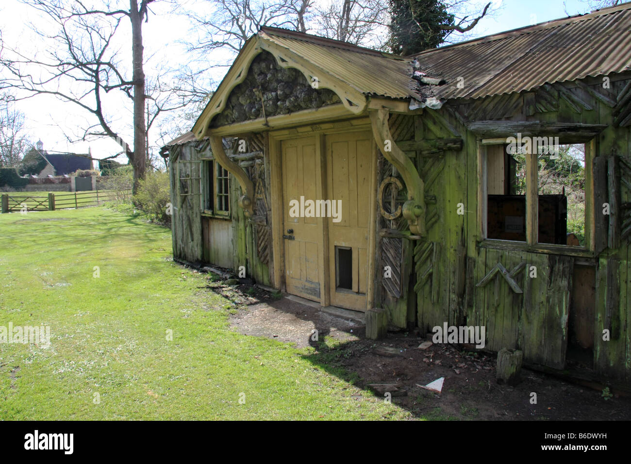 an old wooden cricket pavilion at Castle Ashby Stock Photo - Alamy