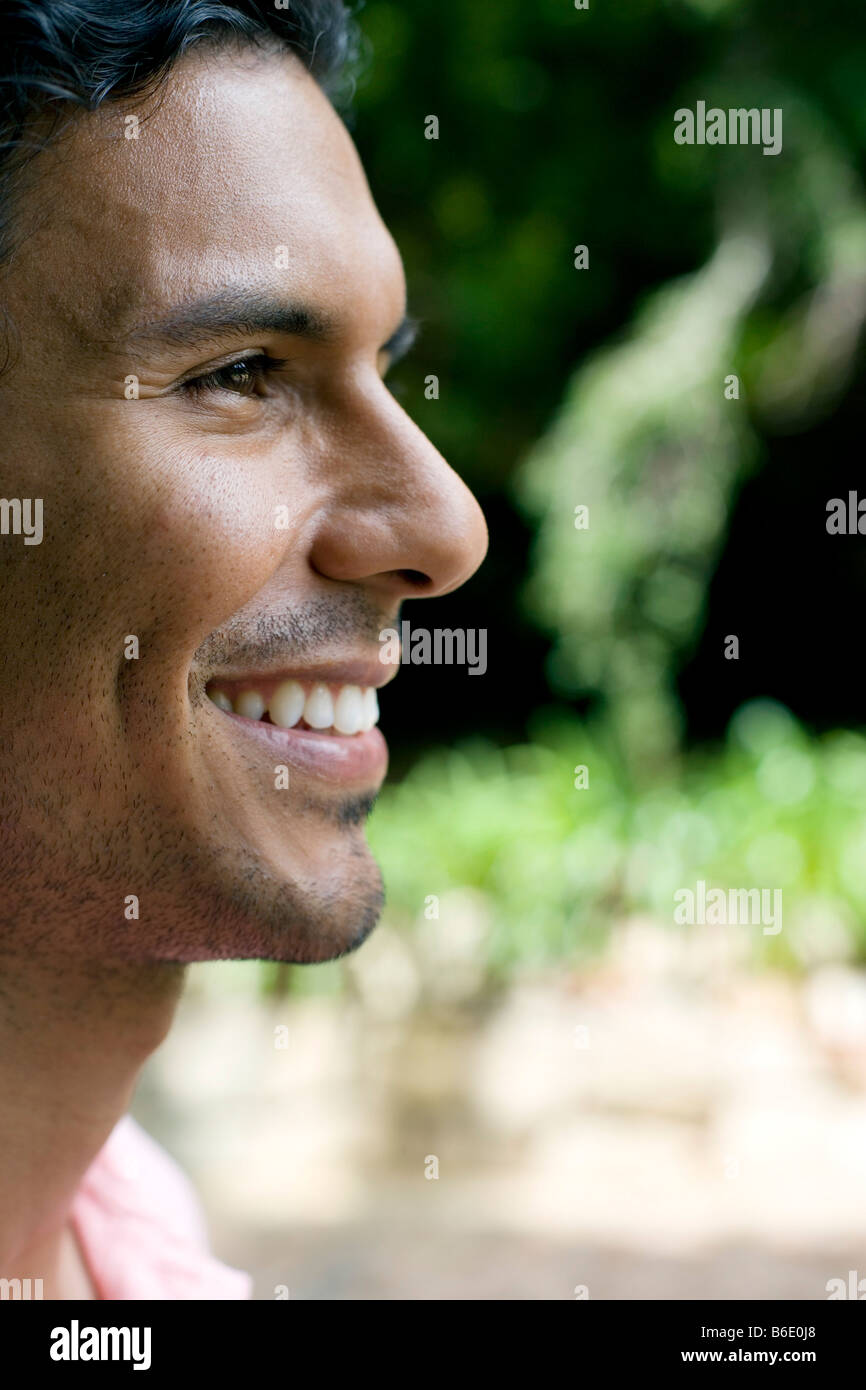 Man smiling profile exterior hi-res stock photography and images - Alamy